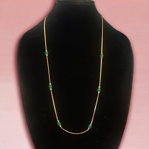 Vintage | Jewelry | Vintage Stationed Green Lucite Bead Chain Necklace ...